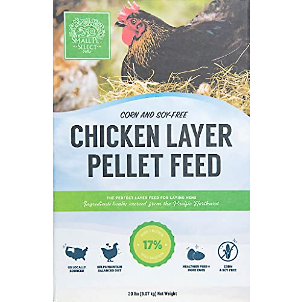 Small Pet Select - Chicken Layer Feed 17% Protein, No-Soy, No-Corn, 20lb