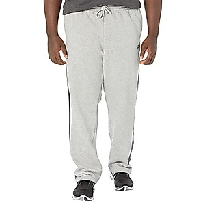 adidas Men's Essentials Fleece Open Hem 3-Stripes Pants, Medium Grey Heather, Small