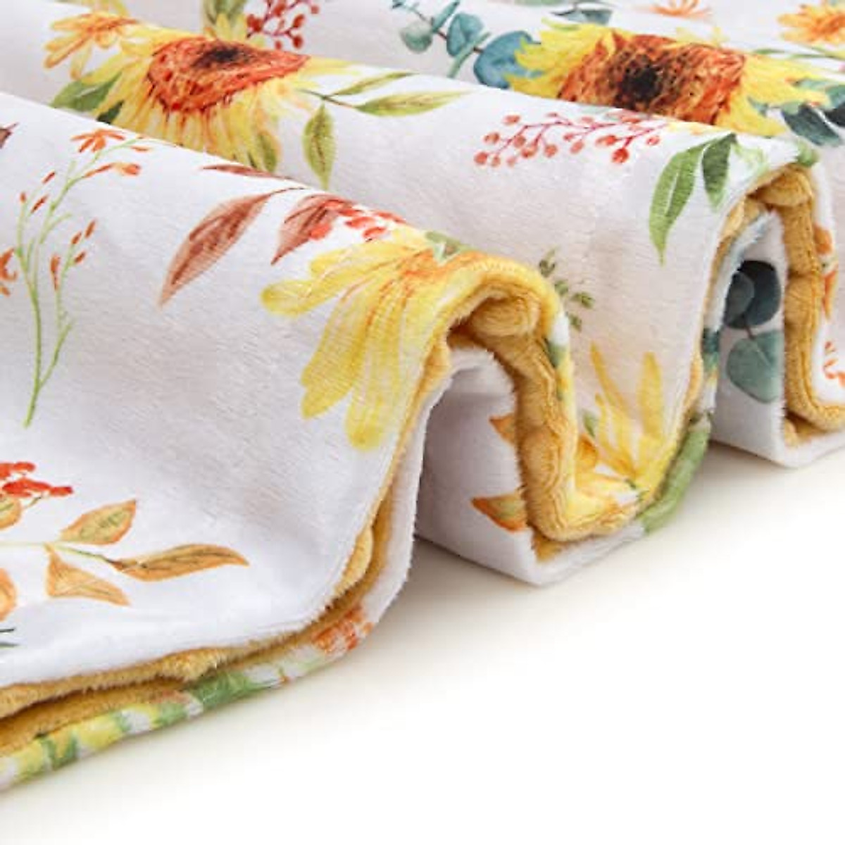 BORITAR Baby Blanket+Baby Security Blanket for Girls Super Soft Double Layer Minky with Dotted Backing for Toddler Infant with Yellow Sunflowers Printed 30 x 40 Inch