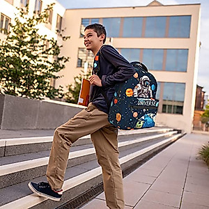 Galaxy Space Astronaut Backpack for Men Blue Planet Print Bookbags for Men Lightweight Waterproof Adjustable Strap Bags Travel Daypack Laptop Backpack