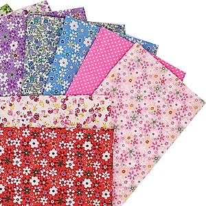Cartisanat Fat Quarters Fabric Bundles，12 Pcs (20in x 20in / 50cm x 50cm) Sewing Patterns Quarter Precut Fabrics for Quilting Squares Scraps TOP Cotton Material Bundle Patchwork DIY Crafting Floral B