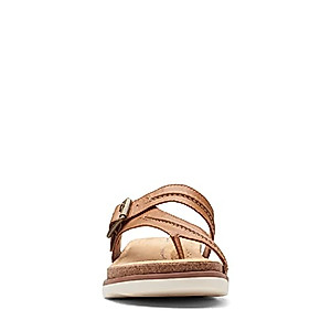 Clarks Brynn Madi Flat Sandal, Light Tan Leather, 9 Medium