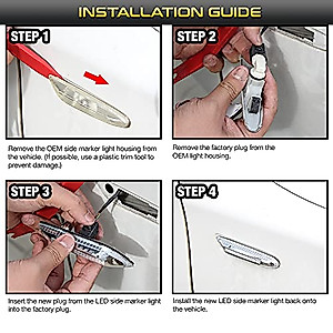 VIPMOTOZ Dark Smoked Lens Full LED Front Fender Side Marker Light Turn Signal Lamp Assembly Replacement For BMW E82 E88 E90 E91 E92 E93 E60 E61 E83, Driver & Passenger Side