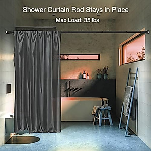 Black Shower Curtain Rod Tension No Drill 40-98 Inch Adjustable Stainless Steel Tension Shower Rod for Bathroom Windows Closet Rod
