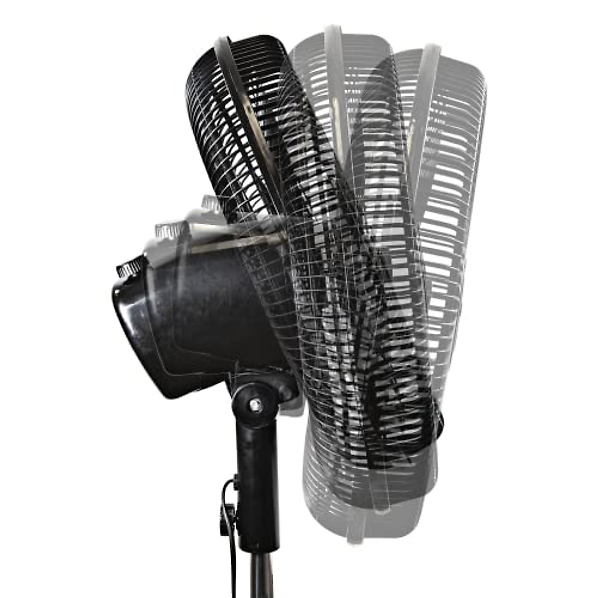 Comfort Zone 16" Oscillating Pedestal Fan with Folding Base, 3-Speed, Adjustable Height and Tilt, Top-Mounted Controls, Ideal for Home, Bedroom & Office, CZST162BTEBK