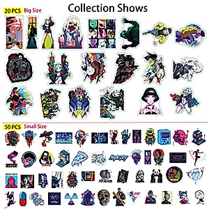 Pounchi Cyber Game Stickers (70 Pcs) Gaming Anime Stickers for Kids Teens for Computers Laptop Skateboard Guitar Luggage Vinyl Decal