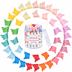 EAONE Matte Mini Butterfly Clips, Colorful Mini Hair Claw Clip for Girls and Women, 90s Y2K Cute Hair Styling Accessories, More than 10 Asscorted Colors, Set of 50