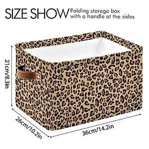 Yellow Camouflage Leopard Storage Basket Bins Foldable Decorative Storage Box Laundry Hamper Baskte Storage for Home Boys Girls Office Closet Shelf Nursery Baskets,2 pcs