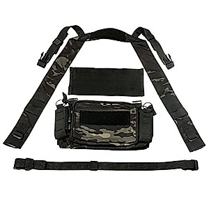 Roseboon Tactical Vest Outdoor Chest Rig Ultra-Light Breathable Combat Training Vest Adjustable for Adult Modular Chest Rig