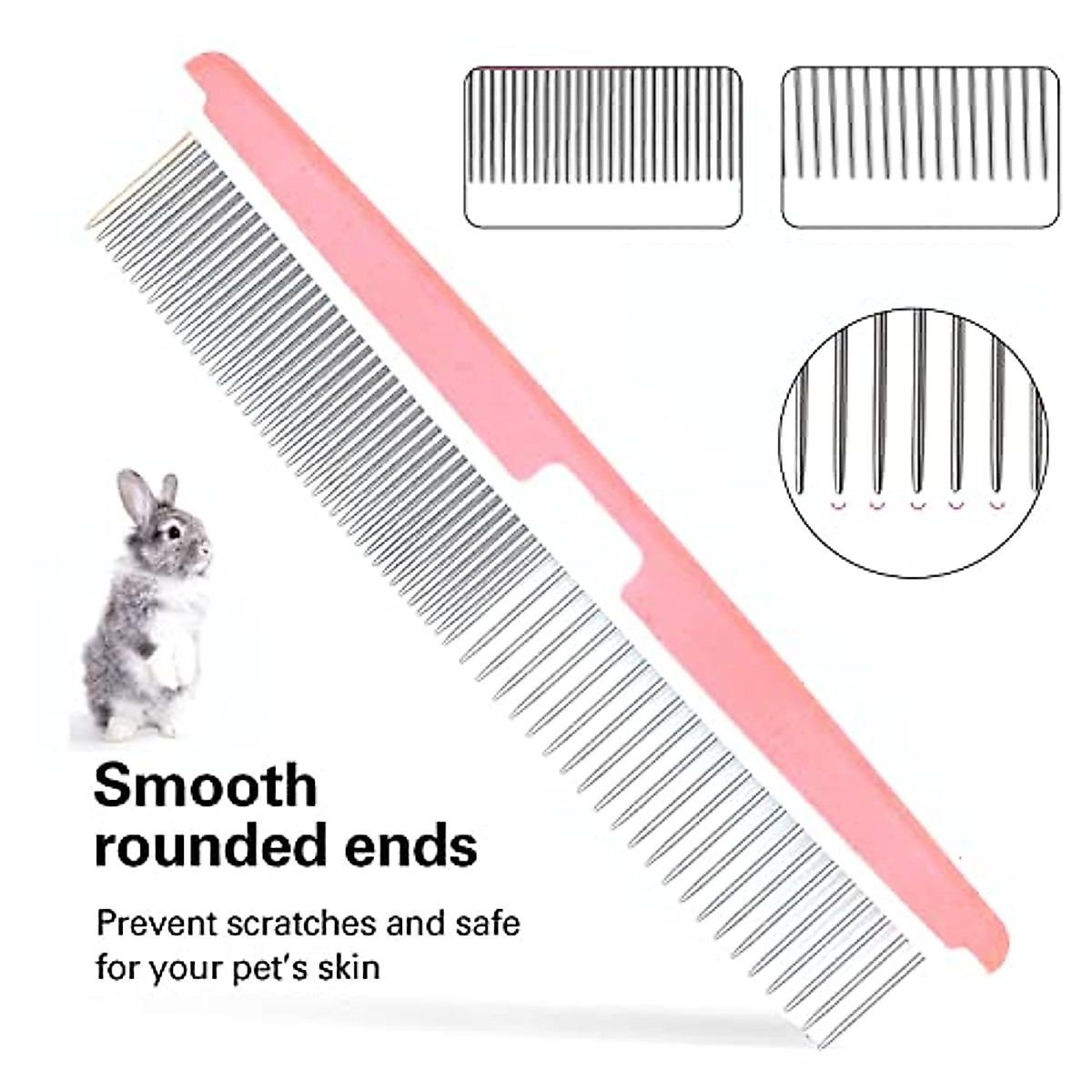 Crafterlife Small Animal Pet Grooming Kit with Pet Shedding Slicker Brush, Bath Massage Glove, Pet Grooming Comb, Nail Clipper Trimmer for Rabbit, Puppy, Kitten, Guinea Pig, Hamster, Ferret (Pink)