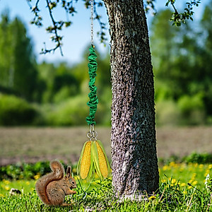 2 Pcs Bungee Squirrel Feeder Squirrel Feeder for Outside Corn Cob Holder for Squirrels Funny Squirrel Feeder for Garden Backyard Feeding Supplies
