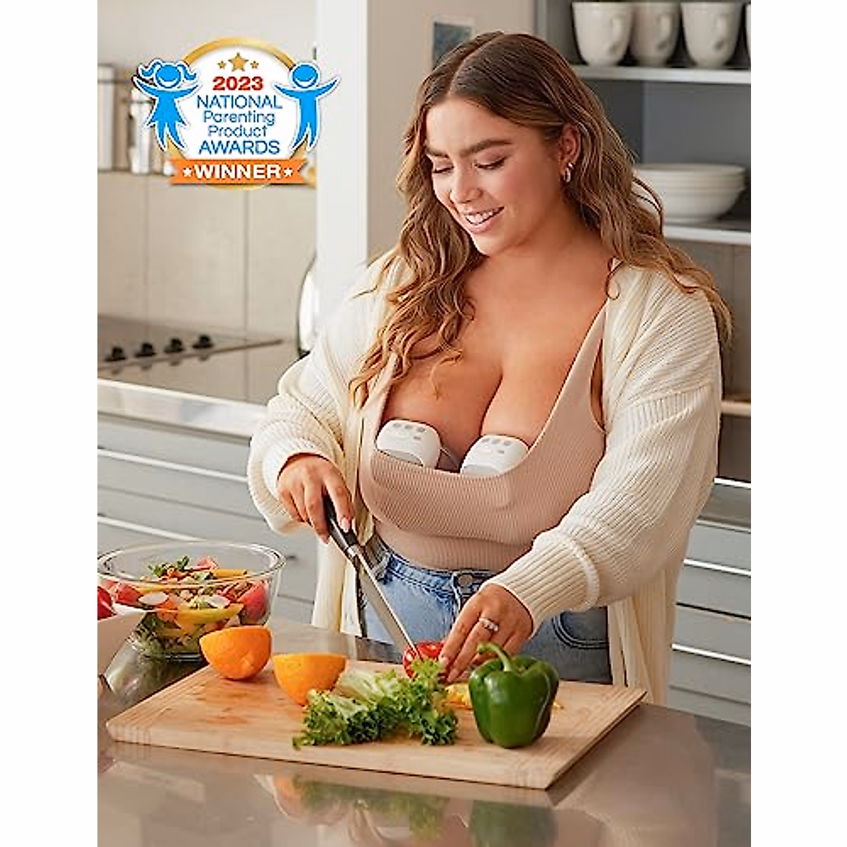 Momcozy Hands Free Breast Pump S9 Pro Updated, Wearable Breast Pump of Longest Battery Life & LED Display, Double Portable Electric Breast Pump with 2 Modes & 9 Levels - 24mm, 2 Pack Gray