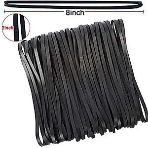 AMUU Rubber Bands Large Black 50 Pack 8 inches Trash Can Band Set Elastic Bands for Office Supply Trash Can File Folders Cat Litter Box Size Big Rubbers Bands Large