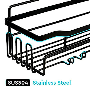 CXYHMG Adhesive Shower Caddy Bathroom Shelf, 2 Pack Shower Organizer, Large Capacity, Rustproof, for Bathroom or Kitchen. (BLACK)