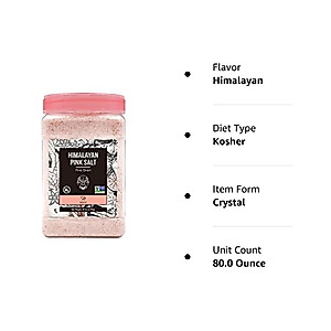 Soeos Himalayan Salt Fine Grain, 80oz (2.25kg), Non-GMO Himalayan Salt, Natural Pink Salt, Kosher Pink Sea Salt, Nutrient and Mineral Dense for Health, 5 Pound (Pack of 1)