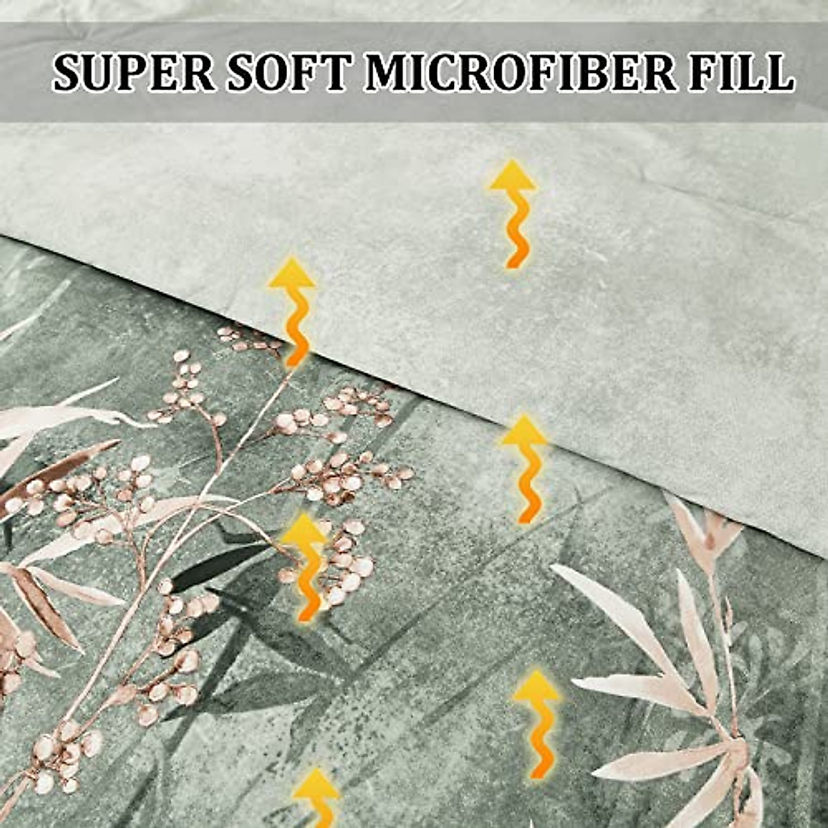 Dinjoy Botanical Comforter Set Queen 7 Pieces Bed in A Bag Dark Green Bamboo Leaves Comforter Set Soft Microfiber Queen Green Omber Comforter with Sheet (7 PCS Queen Comforter,Green)