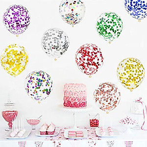 50 Pcs Fun Confetti Balloons Kit,12inch Multicolored Sequins Party Balloons Rich Color Latex Balloons for Kid Birthday Shower Wedding Christmas New Year Decoration