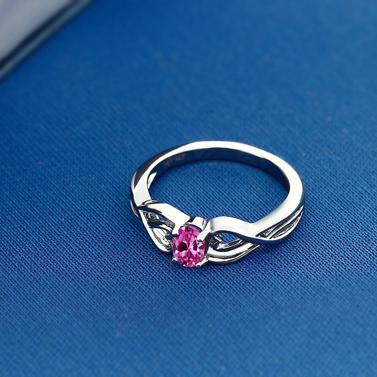 Gem Stone King 925 Sterling Silver 6X4MM Oval Gemstone Birthstone Heart infinity Ring | Wedding Anniversary Promise Ring For Women | Available In Size 5, 6, 7, 8, 9