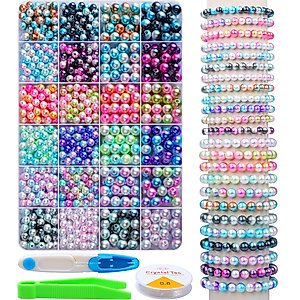 HINSOCHA Bead Bracelet Kit - 1020 Pcs Gradient Colorful Beads Bulk (6mm+8mm) for Bracelet Making, DIY Crafts