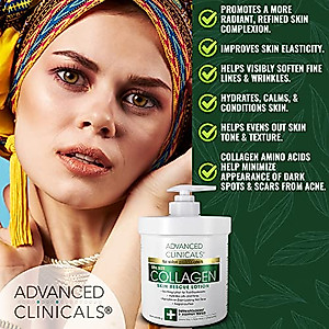 Advanced Clinicals Retinol Body Cream & Collagen Body Lotion Skin Care Set. Anti-Aging Body & Face Moisturizing Creams Repair Wrinkles, Fine lines, & Firm Sagging Skin. 16 Oz (2-Pack Bundle)