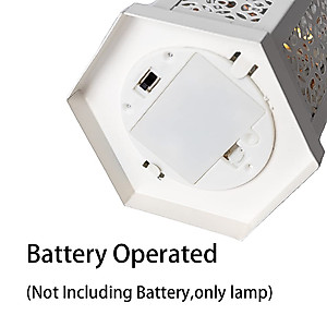 Paluopo Battery Powered Lamp White Cordless Outside Lights Garden Patio Outdoor Apartment Lanterns Decor,Hanging Lights Boho Moroccan Lantern Decor for Bedroom Tabletop (S-White-1Pcs)