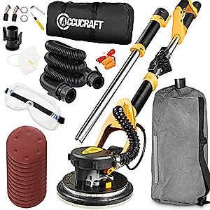 Drywall Sander, 800W Powerful Electric Drywall Sander with Vacuum, 99% Dust Absorption Dust-free Design, 6 Variable Speed 500-1800RPM, 26' Power Cord, LED Light, for Popcorn Ceiling