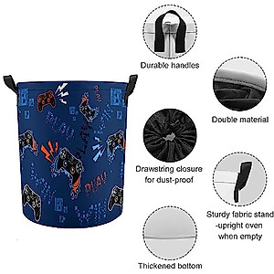 LynaRei Laundry Hamper Game Joystick Dirty Clothes Storage Basket Gamer Doodle Collapsible Waterproof Toy Organizer for Boys And Girls Bedrooms, Bathroom