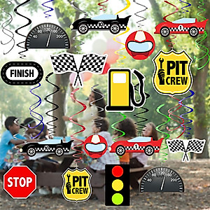 48 Pcs Race Car Party Decorations - Race Car Birthday Party Favors Race Car Party Supplies Race Car Party Hanging Swirls Decorations