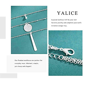 Yalice Multi-Layered Disc Necklace Chain Bar Drop Pendant Necklaces Coin Jewelry for Women (Silver)