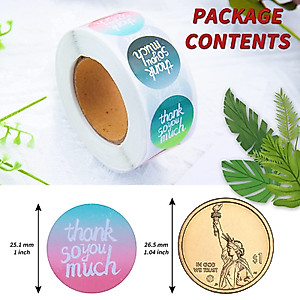 Thank Your Stickers,1000PCS Gradient Thank You Labels 1" Fashion Thank You Stickers Rolls 4 Designs for Bakery Package, Envelop Seal, Gift Box, Bubble Mailer, etc