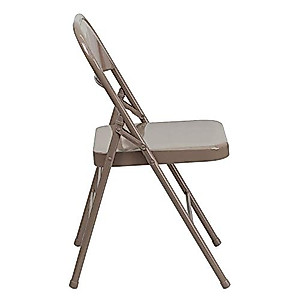 Flash Furniture 2 Pack HERCULES Series Triple Braced & Double Hinged Beige Metal Folding Chair