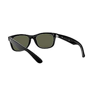 Ray-Ban RB2132 New Wayfarer Square Sunglasses, Black/Polarized Green, 55 mm