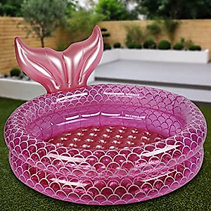 Inflatable Kiddie Pools Mermaid Design,47 inch Backyard Round Swimming Pool for Toddler Gift, Kids Paddling Swimming Pool Indoor&Outdoor Garden Play Water Game，Baby Ball Pit Pool