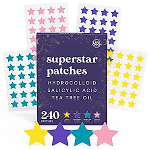 LivaClean 240 CT Superstar Acne Patches w/Salicylic Acid & Tea Tree, Star Pimple Patch Pimple Patches for Face Pimple Patches Stars Hydrocolloid Acne Patches Cute Zit Patches for Face Healing Sticker