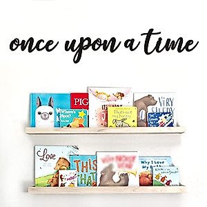 Huray Rayho Once Upon a Time Wood Sign Nursery Wall Decor Words Art Hanging Decor for Family Bookshelf, Reading Nook, Daycare, Classroom - Baby Shower Birthday Gift Ideas for Kids Toddlers Boys Girls
