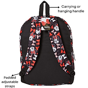 Disney Minnie Mouse Backpack for Kids and Adults, 16 inch, Red and Black