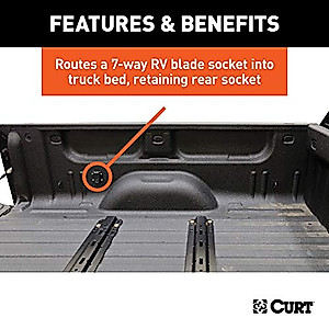 CURT 57008 7-Foot Vehicle-Side Truck Bed 7-Pin Trailer Wiring Harness Extension, Select Ford F-150, F-250, F-350 Super Duty , black