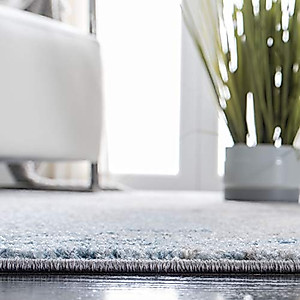 SAFAVIEH Tulum Collection 10' Square Grey/Blue TUL207F Modern Abstract Non-Shedding Living Room Bedroom Dining Home Office Area Rug