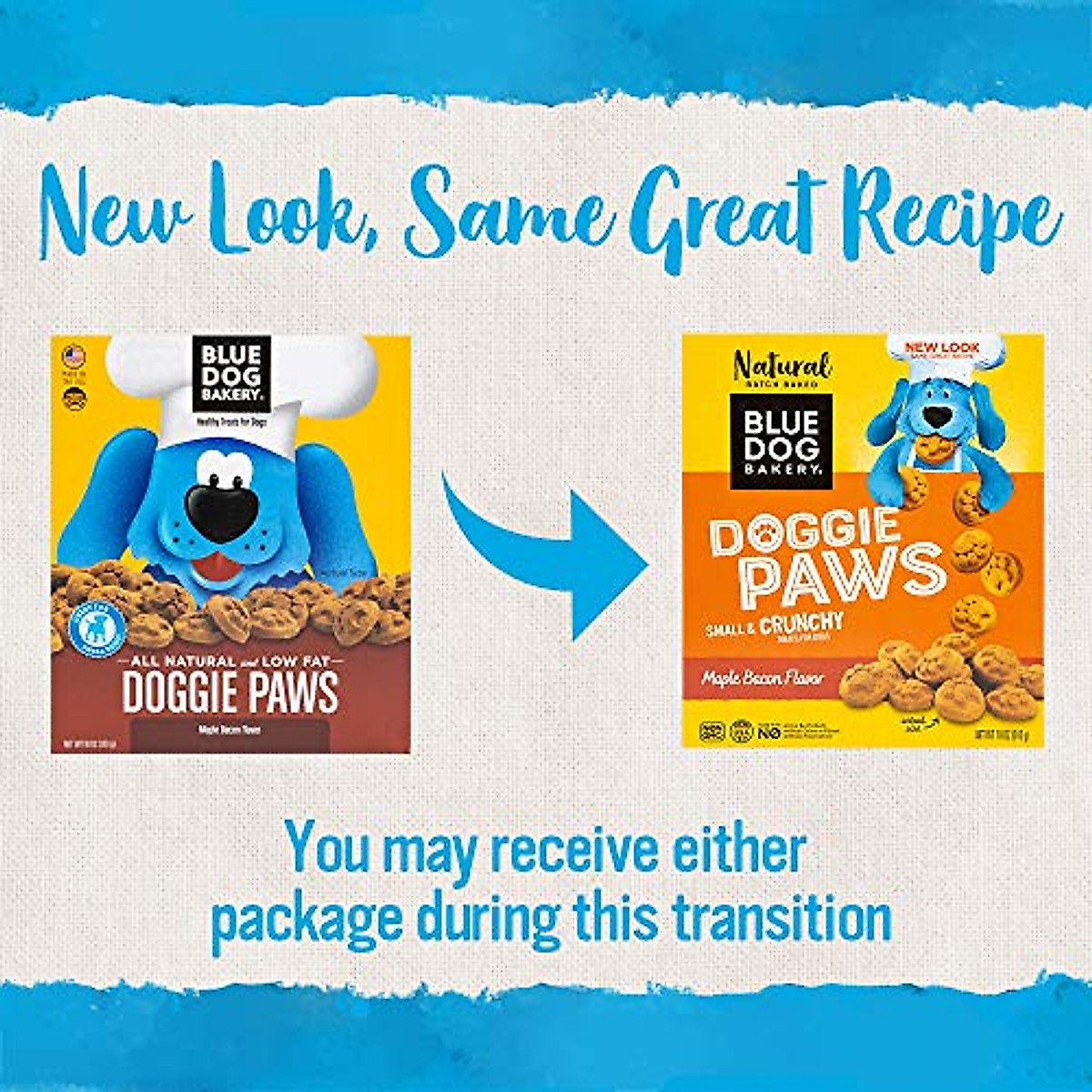 Blue Dog Bakery Natural Dog Treats, Doggie Paws, Maple Bacon Flavor, 16.2oz (1 Count)