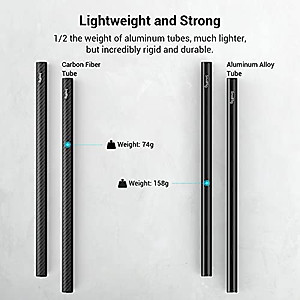 SmallRig 15mm Carbon Fiber Rod for 15mm Rod Support System (Non-Thread), 12 inches Long, Pack of 2 - 851