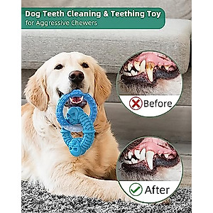 Boutiray Dog Chew Toys for Aggressive Chewers Large Breed, Indestructible Tough Dog Toys for Medium Large Dogs Natural Rubber & Nylon Durable Interactive Toys for Teething Cleaning