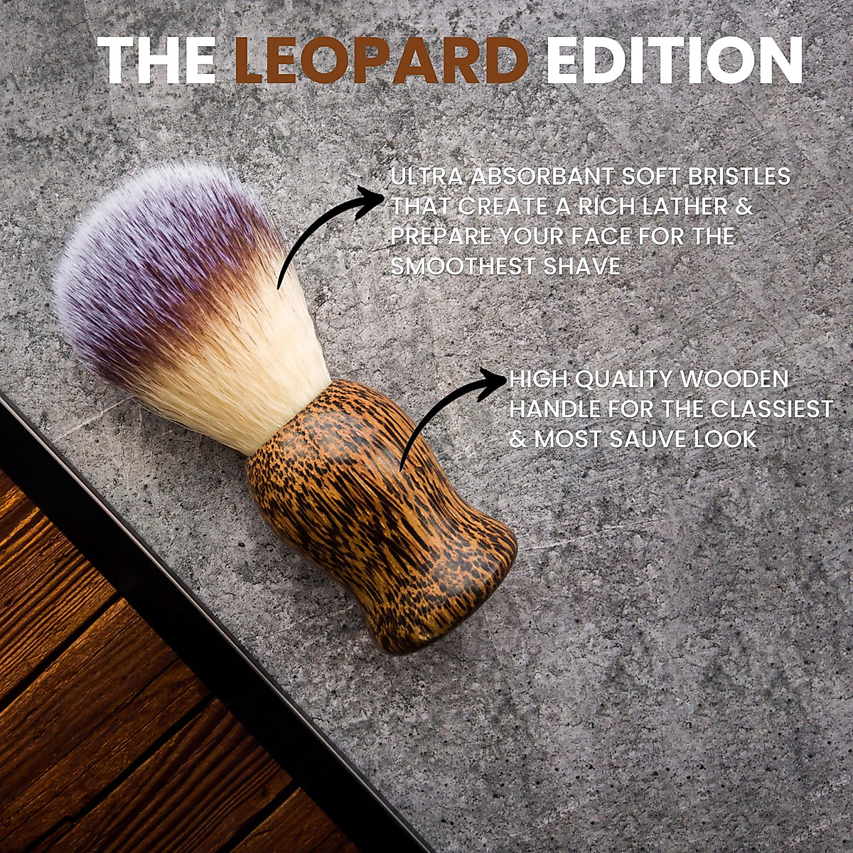 RUBAB MEN Premium Soft Shaving Brush for Men |Leopard Edition| Experience Luxury Shaving with Cruelty-Free Bristles & Classic Wooden Handle | Designed & Crafted in India