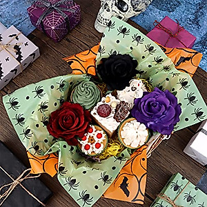 100 Sheets Halloween Tissue Paper Black Orange Wrapping Paper Bat Pumpkin Spider Tissue Paper Skull Gift Wrapping Tissue for Birthday Party Gift Bag DIY Crafts