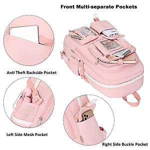 Laptop Backpacks 16 Inch School Bag with Lunch Box Set College Elementary Backpack Cute Lunch Bag Anti Theft Travel Daypack Large Bookbags for Teens Girls Women Kids Students (Pink- Dance Girls)