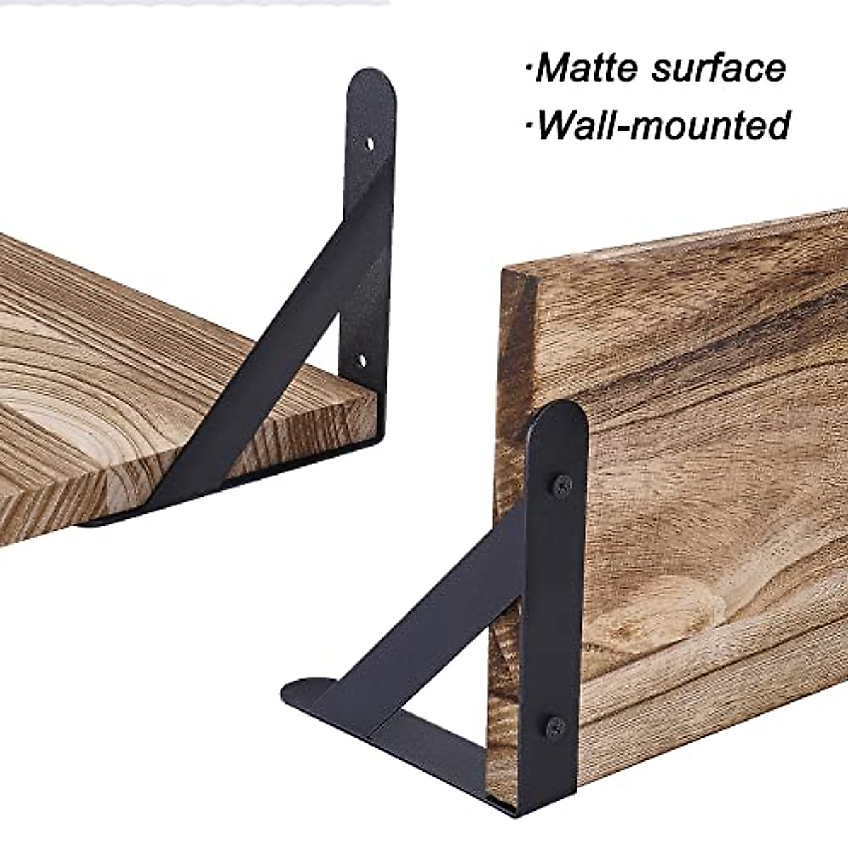 YGEOMER Floating Shelves Set of 5, Rustic Wood Wall Shelf for Bedroom Decor, Living Room, Kitchen Storage, Wall Mounted Rustic Wood Floating Shelves for Bathroom, Office