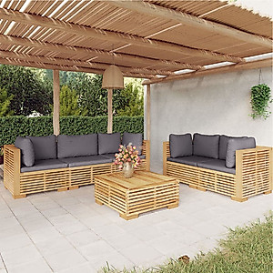 WEHUOSIF 6 Piece Patio Lounge Set with Cushions,Garden Lounge Set,Combination Sofa,Pool Sofa Set,Conversation Sofa,Party Furniture,for Homes,Offices,Living Room,Cafes,Solid Wood Teak