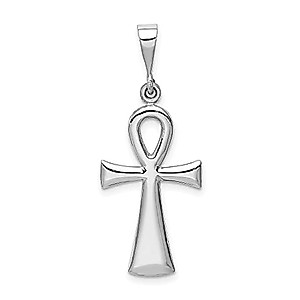 IceCarats 14K White Gold Egyptian Ankh Holy Cross Symbol of Life Ancient Necklace Religious Pendant Jesus Christ Charm 36mm x 15mm Only