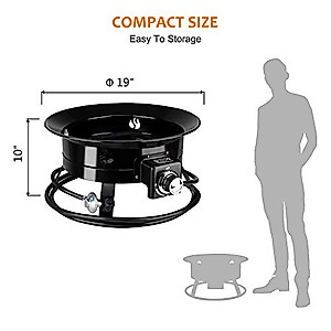 Portable Propane Fire Pit, Camplux Outdoor Gas Fire Bowl for RV Camping Backyard Party, FP19MB 19 Inch Diameter, Black