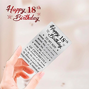 MOQIYXL 18th Birthday Card for Son, 18 Year Old Gifts for Son Engraved Wallet Card