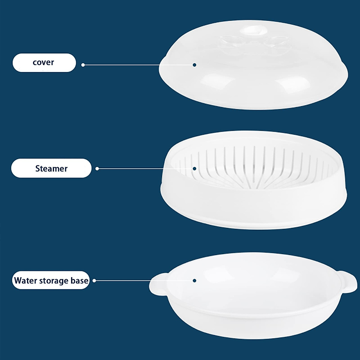 Plastic 1-Tier Microwave Steamer Heating Steamer, Vegetable Steamer for Cooking with Lid and Tray